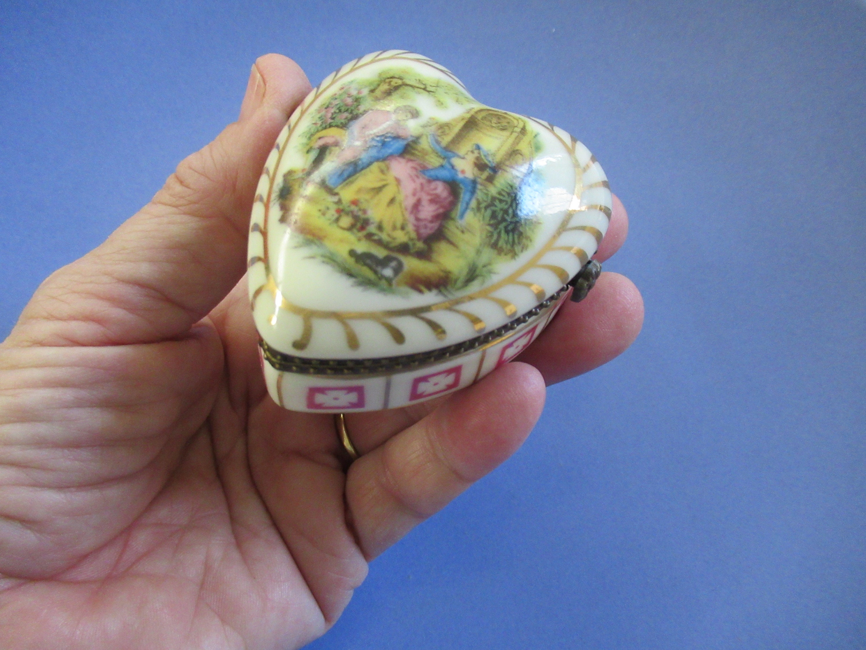 Limoges Heart Shape Jewelry Box, Small French Trinket Box, Romantic ...