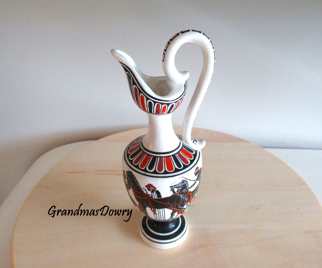 Vassilopoulos Greek Pitcher Jug Glazed, Greek Mythology, Trojan War ...