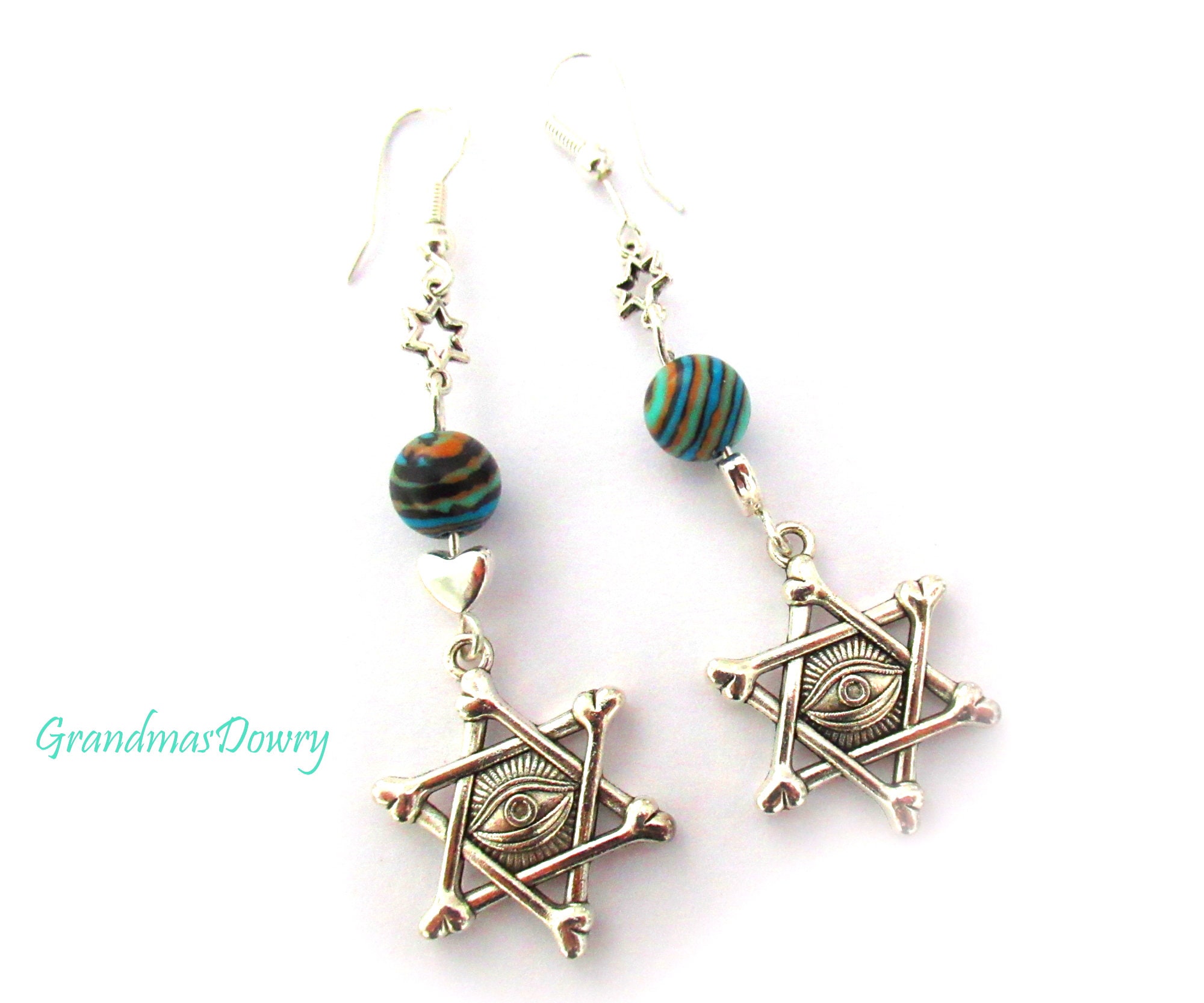 Star of David Magen David Evil Eye Earrings, Jewish Earrings, Holy Land ...