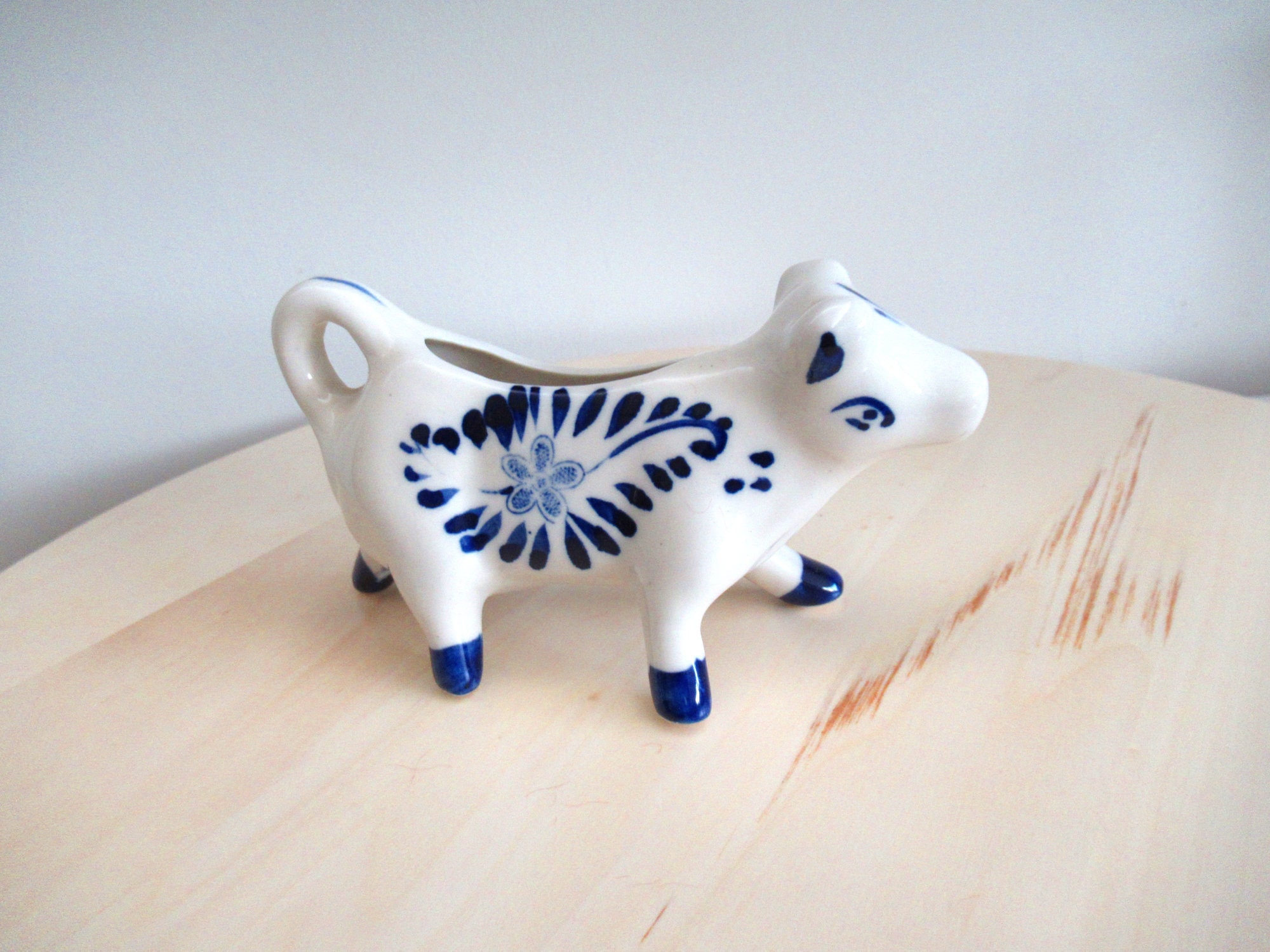 Delft Blue Creamer, Windmill Cream Pitcher, Floral Cow Milk Jar Hand ...