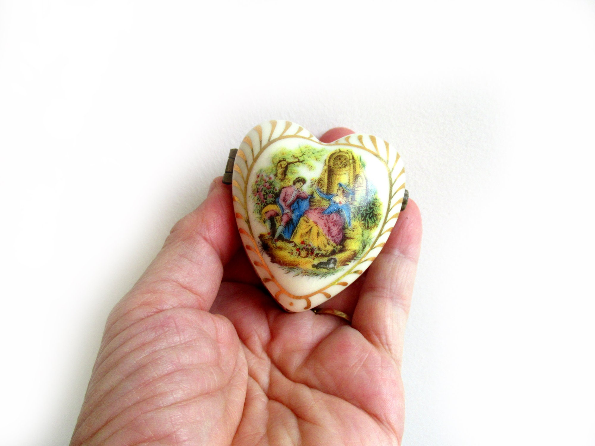 Limoges Heart Shape Jewelry Box, Small French Trinket Box, Romantic ...