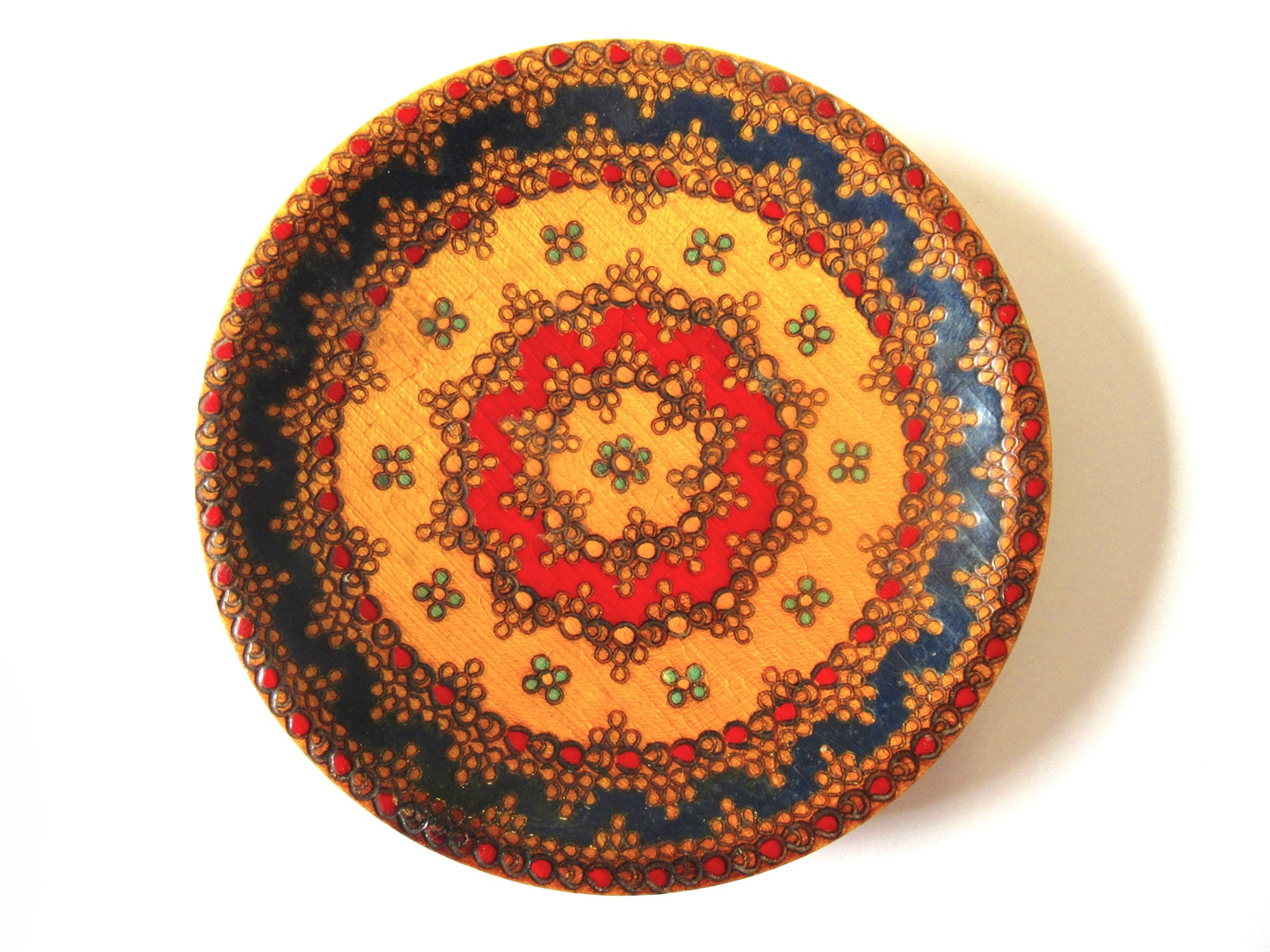 Hand Carved Wooden Plate, Romanian Wall Plaque, Small Wood Plate ...