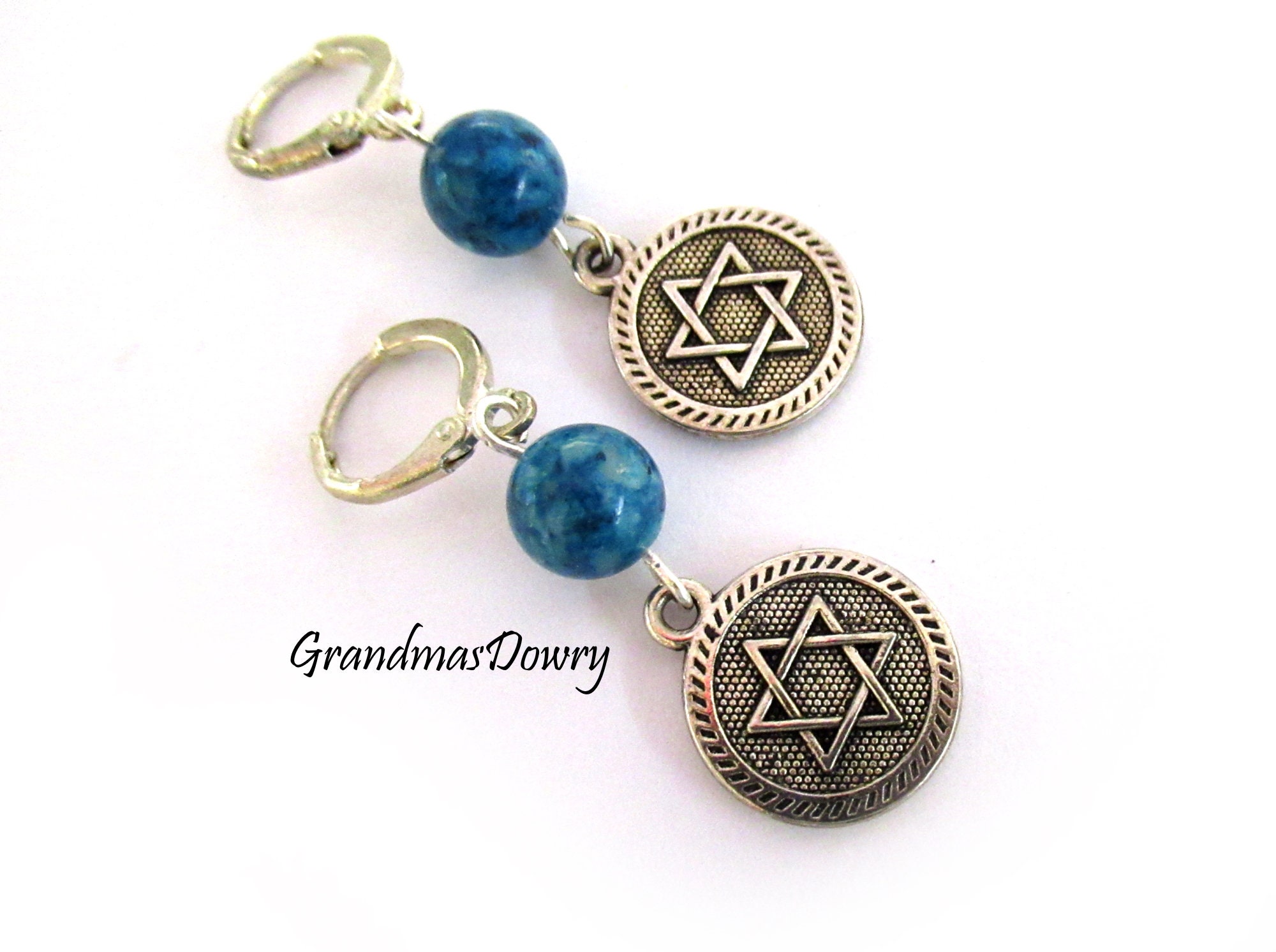 Jewish Earrings, Star of David Coin Earrings, Magen David Dangle ...
