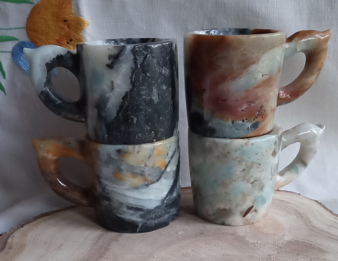 Caribbean Calcite Crystal Carved Small Cups, Unusual and Quirky Stone ...