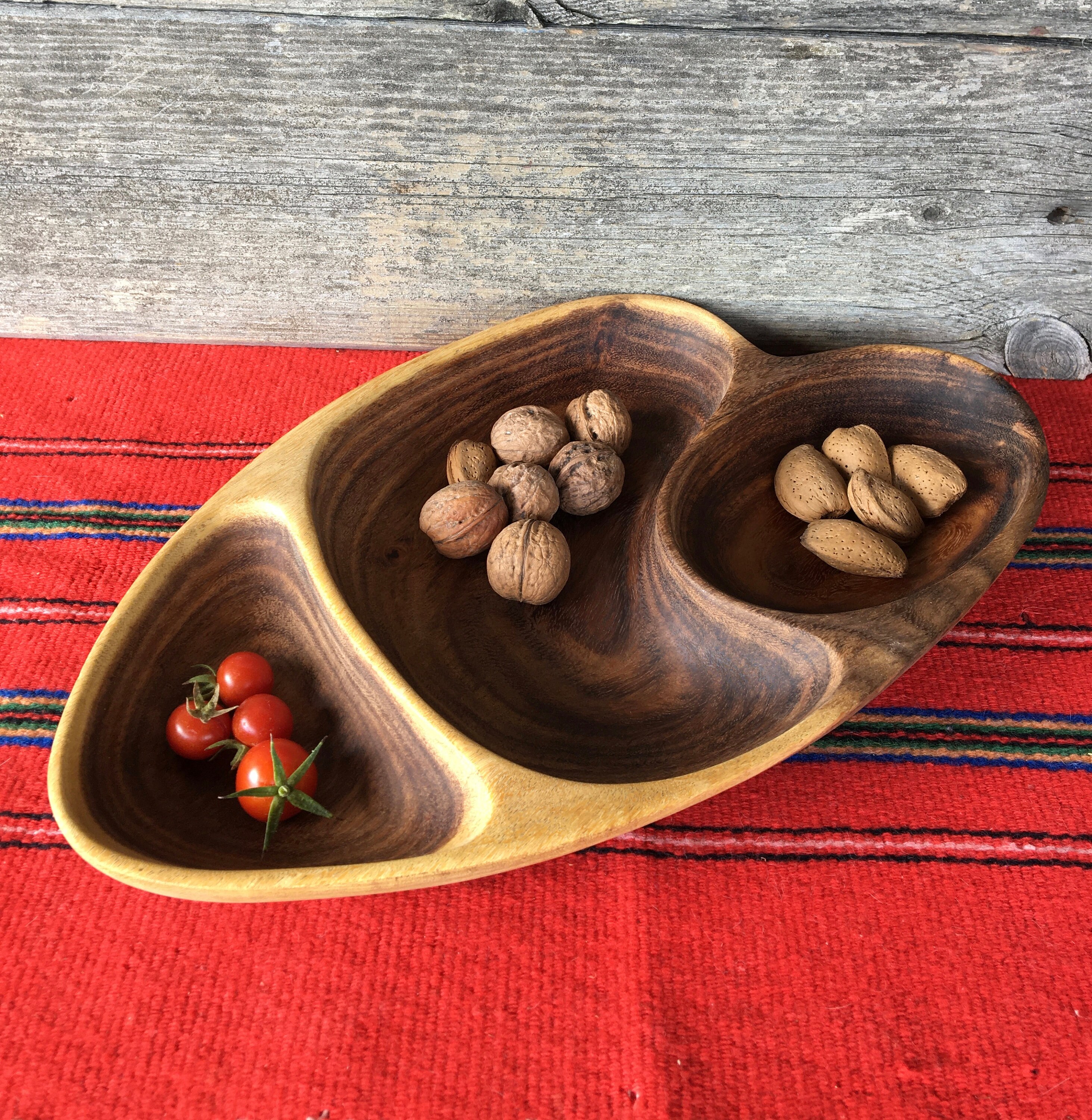 Wooden Oval Tray With3 Sections - Etsy
