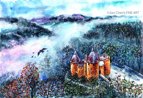 Castell Coch in snow 10 different sizes to choose from all | Etsy