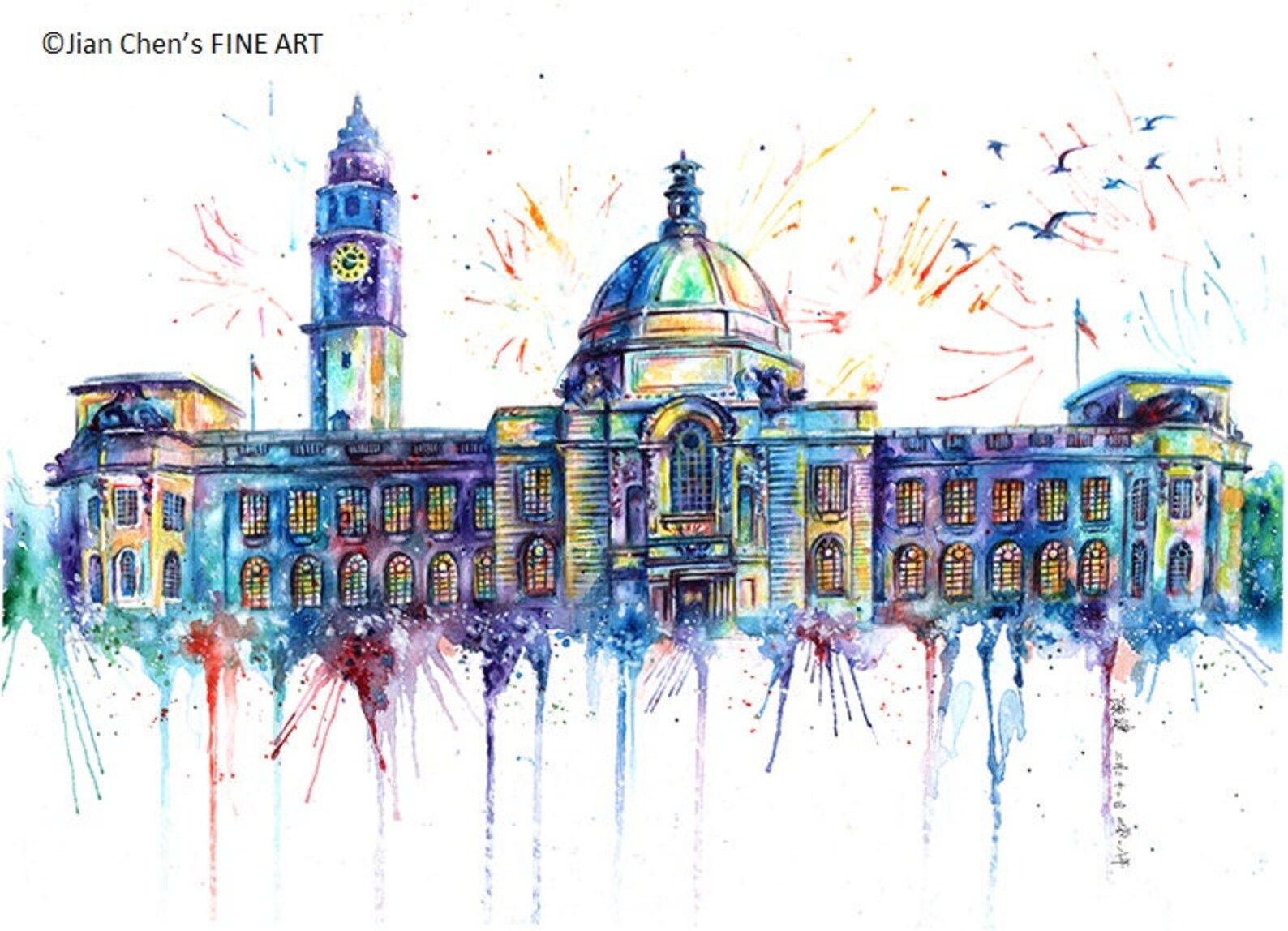 Cardiff City Hall Original Painting - Etsy