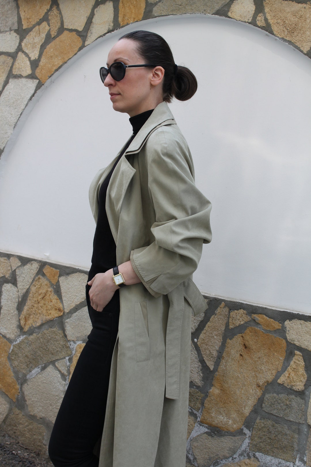 Modern Classic Women's Long Raincoat in Stone, Waterproof and Windproof ...