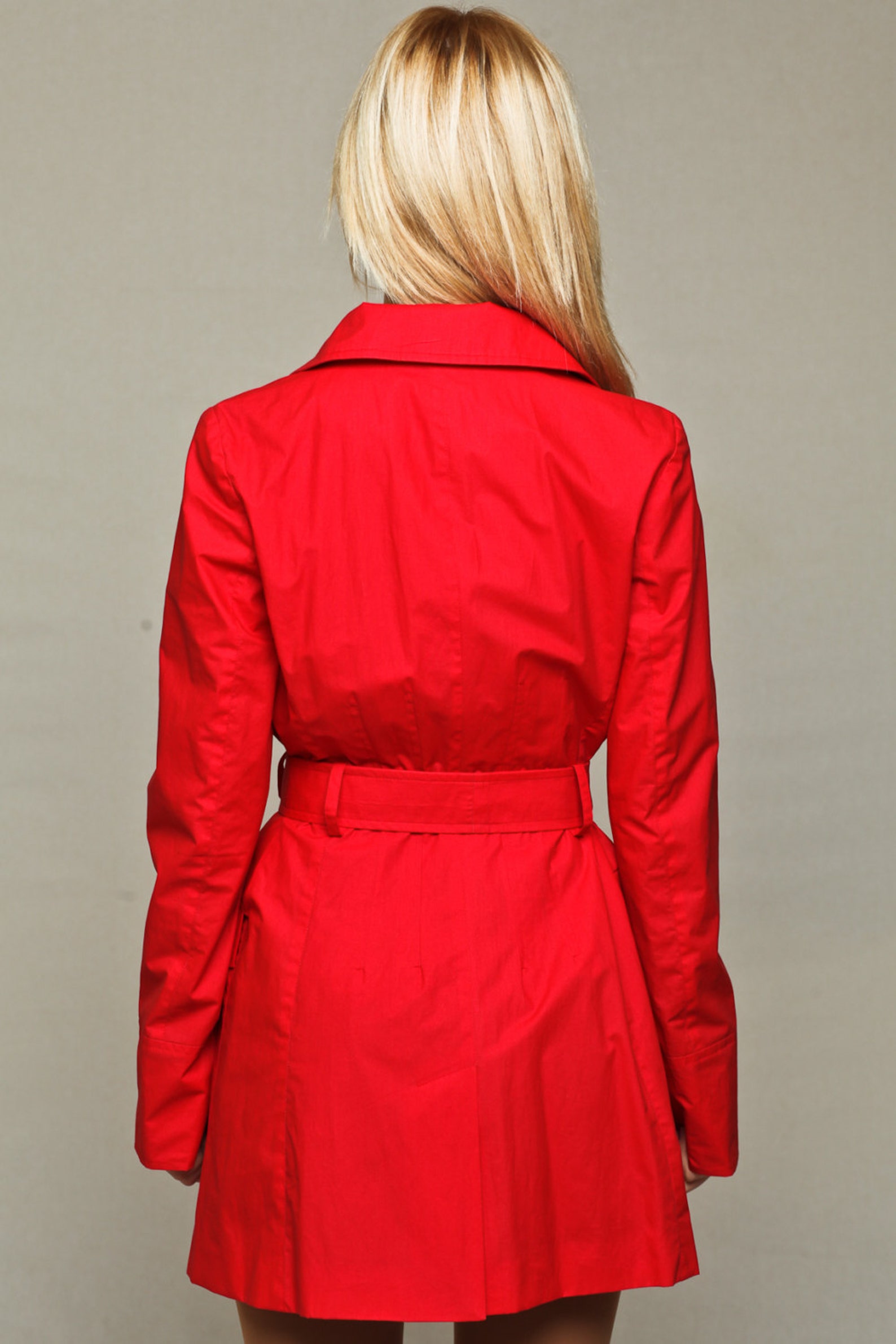 Women's Red Raincoat With Belt , Watrproof and Windproof Jacket ...