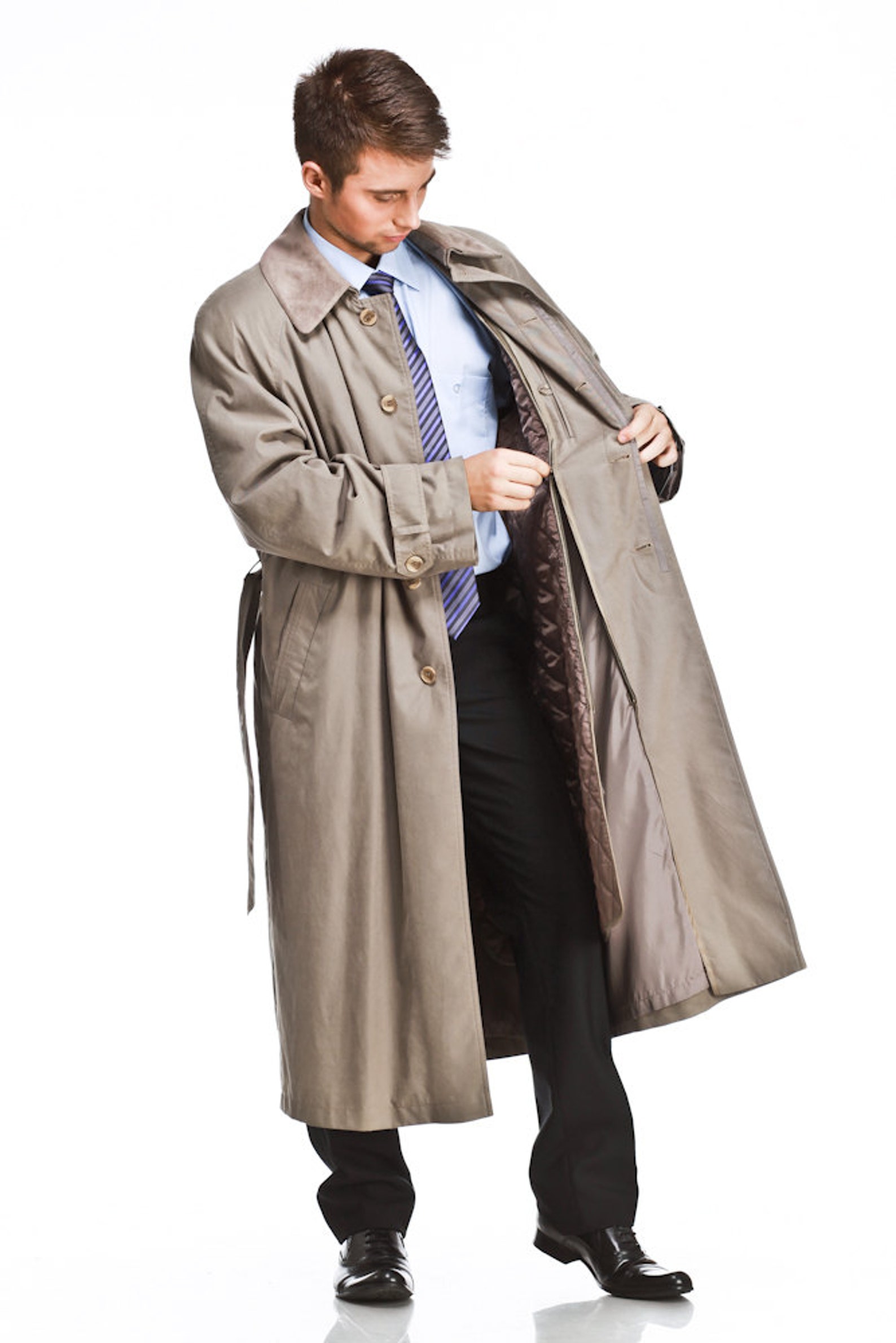 Mens Waterproof Long Raincoat With Fully Detachable Warm Lining / Mens ...