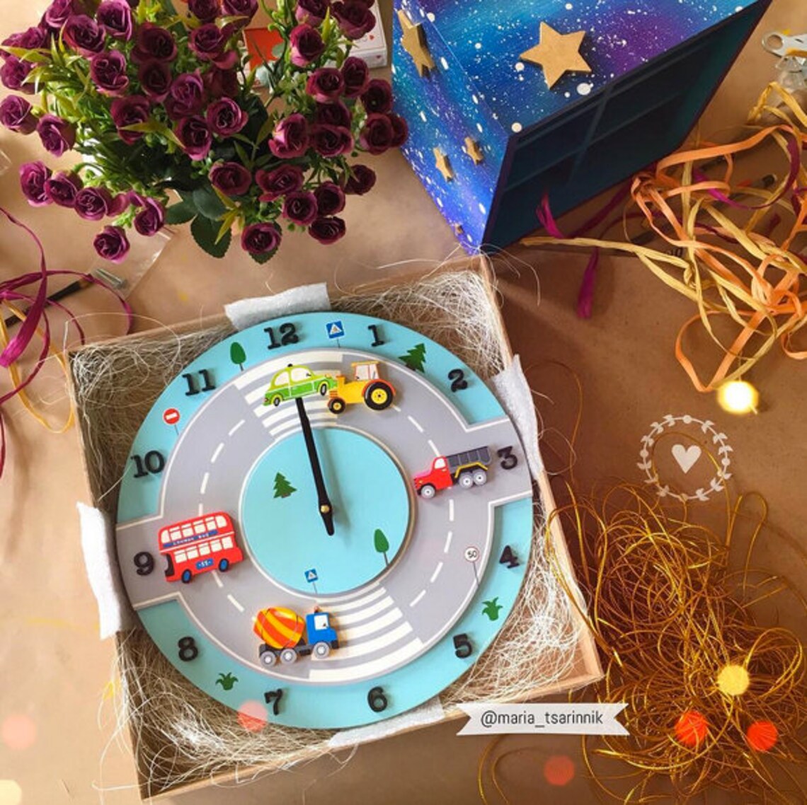 Clock Cars Blue Clock for Boy for Boy Nursery Wall Clock - Etsy