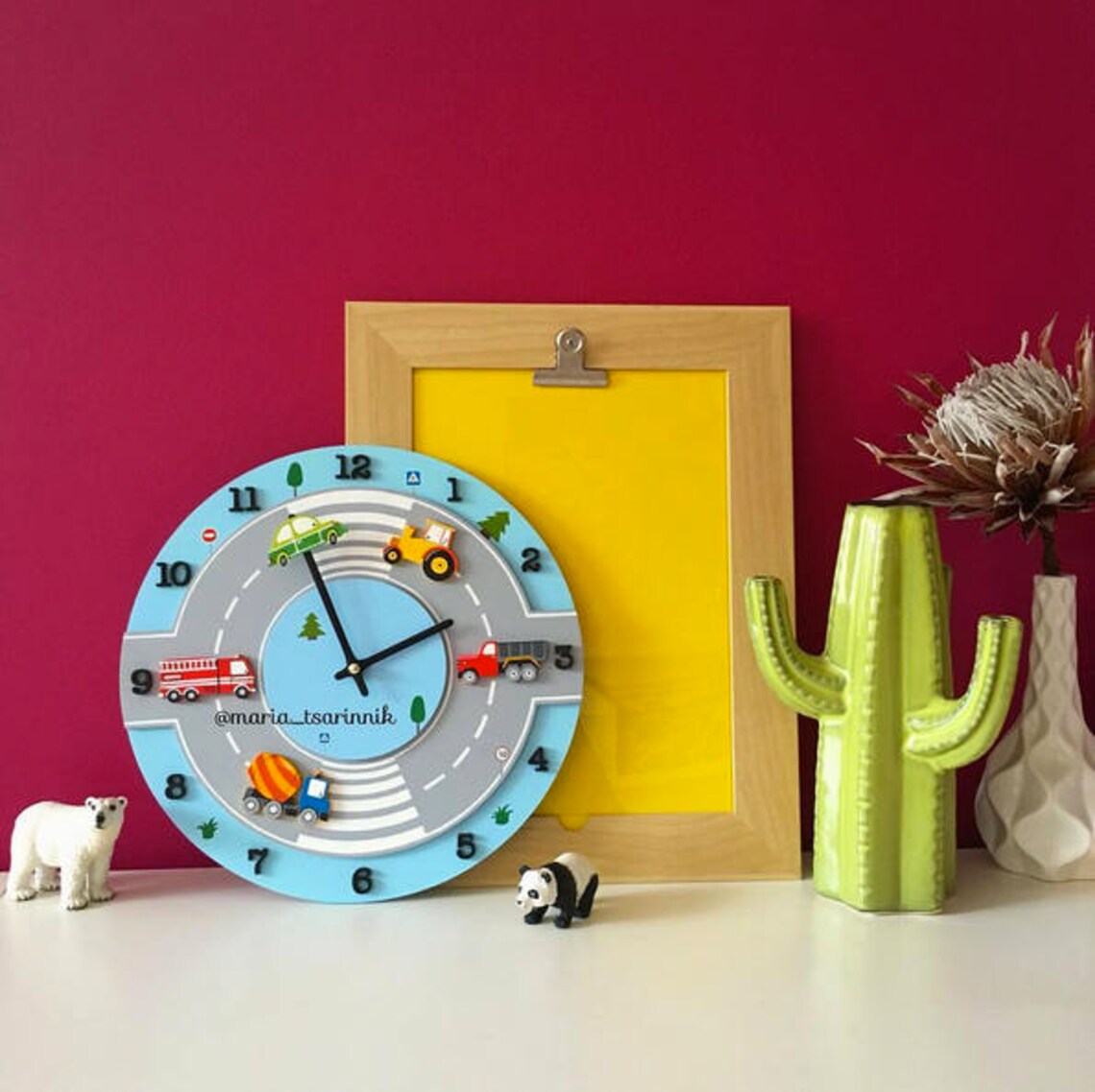 Clock Cars Blue Clock for Boy for Boy Nursery Wall Clock - Etsy
