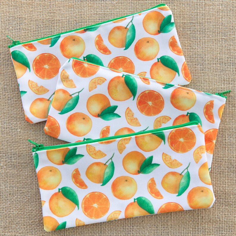 Citrus Orange Pencil Case Orange Fruit Zipper Pouch | Etsy