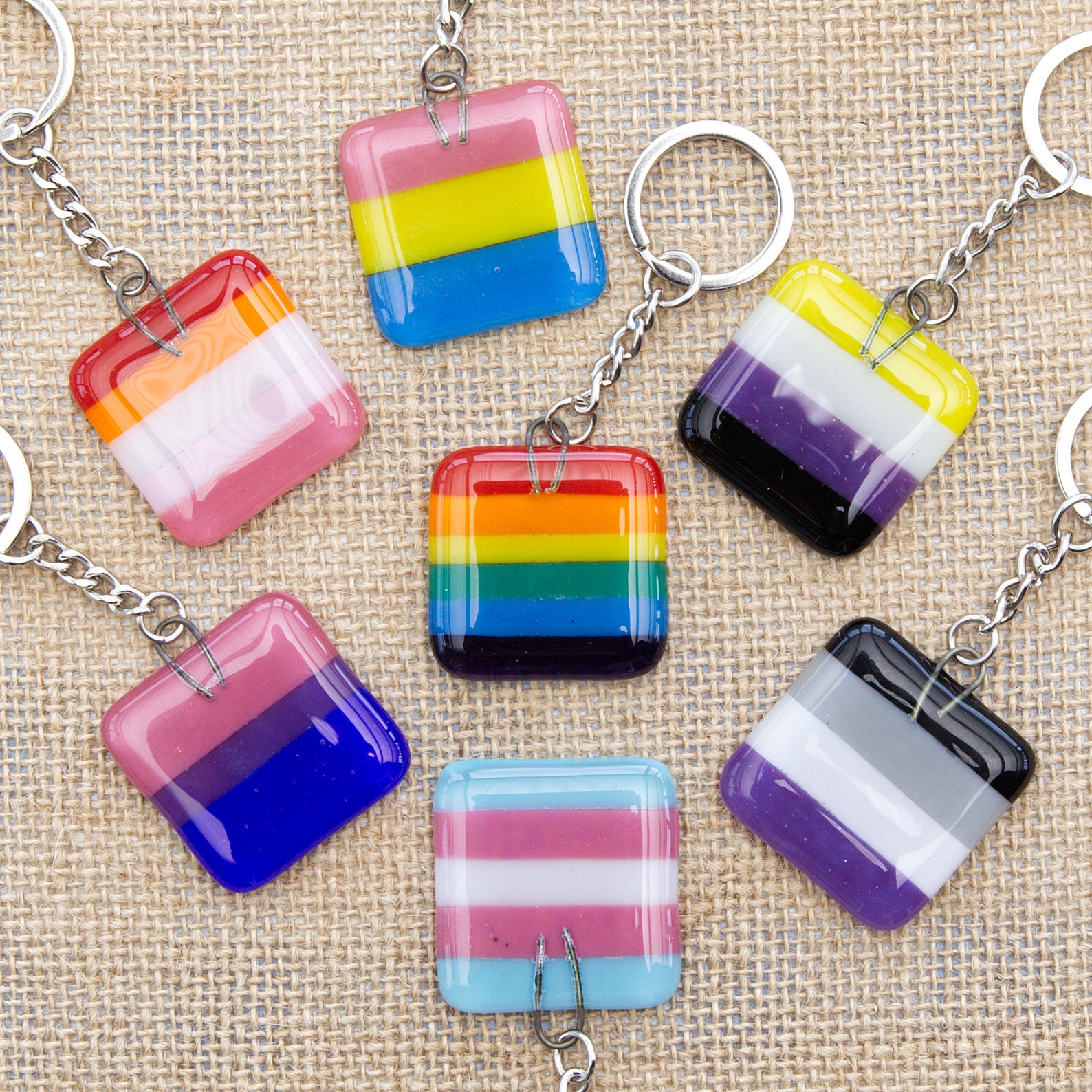 LGBTQ+ Keyring Gay Pride Keychain Bisexual Transgender Non-binary ...
