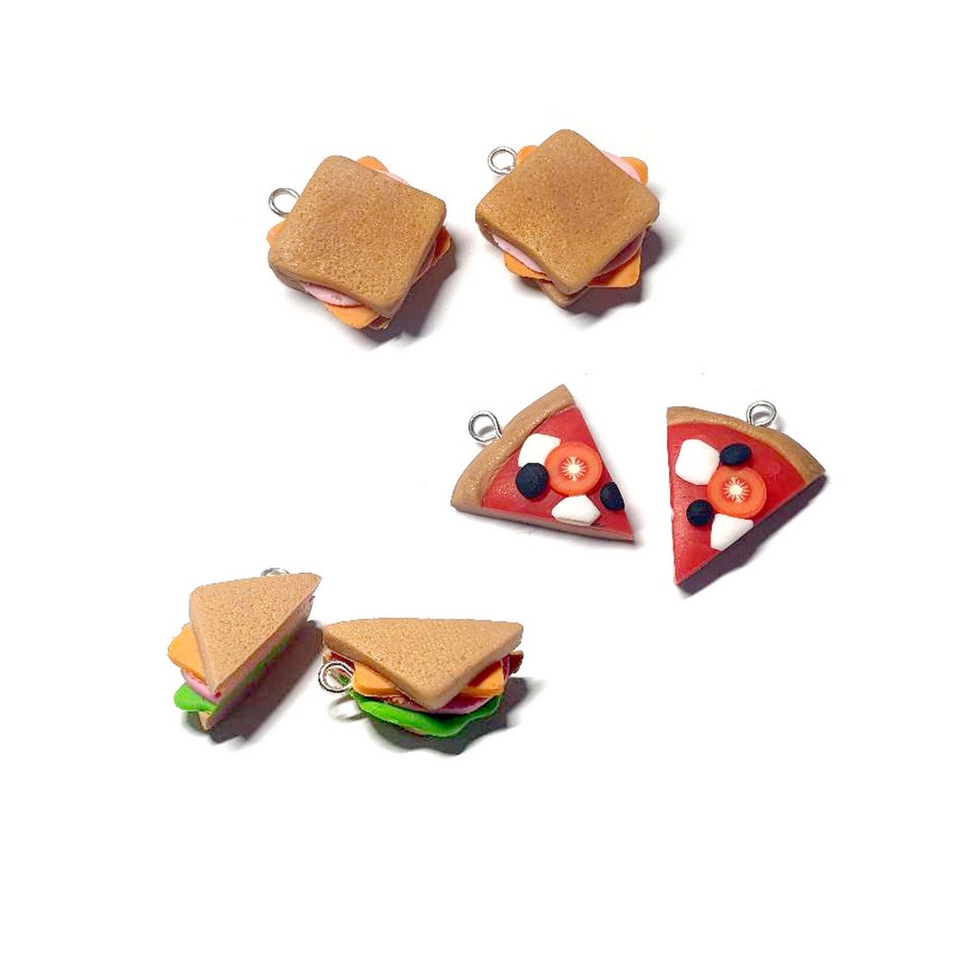 3 choix de breloques Breloques salée sandwich pizza polymère - Etsy France
