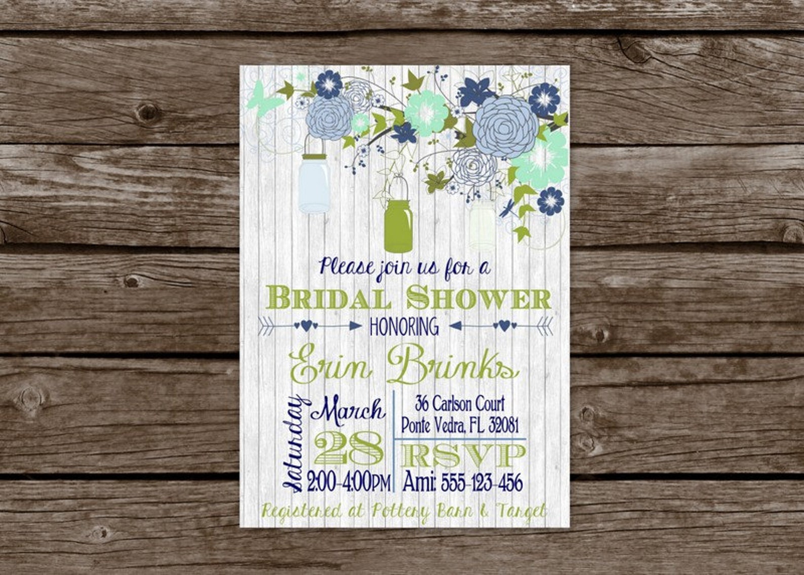 Rustic Vintage Mason Jar Invite Wedding Shower Invitation - Etsy