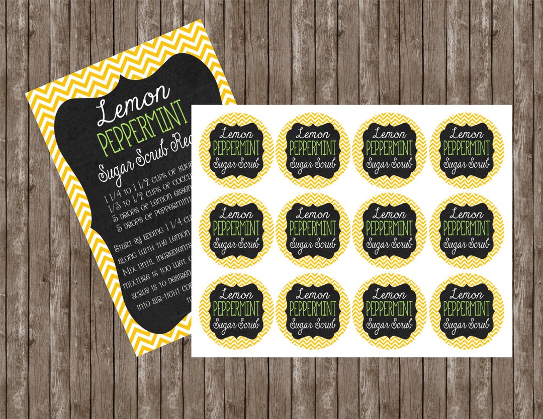Sugar Scrub Label Lemon Peppermint Sugar Scrub Sticker Sugar - Etsy