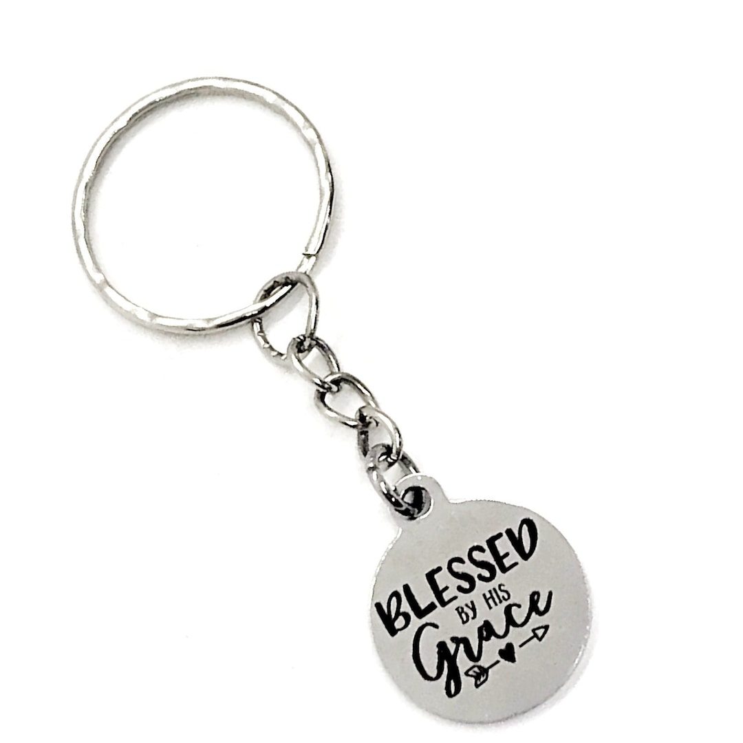 Blessed by His Grace Keychain, Christian Keychain, Christian Gift, God ...