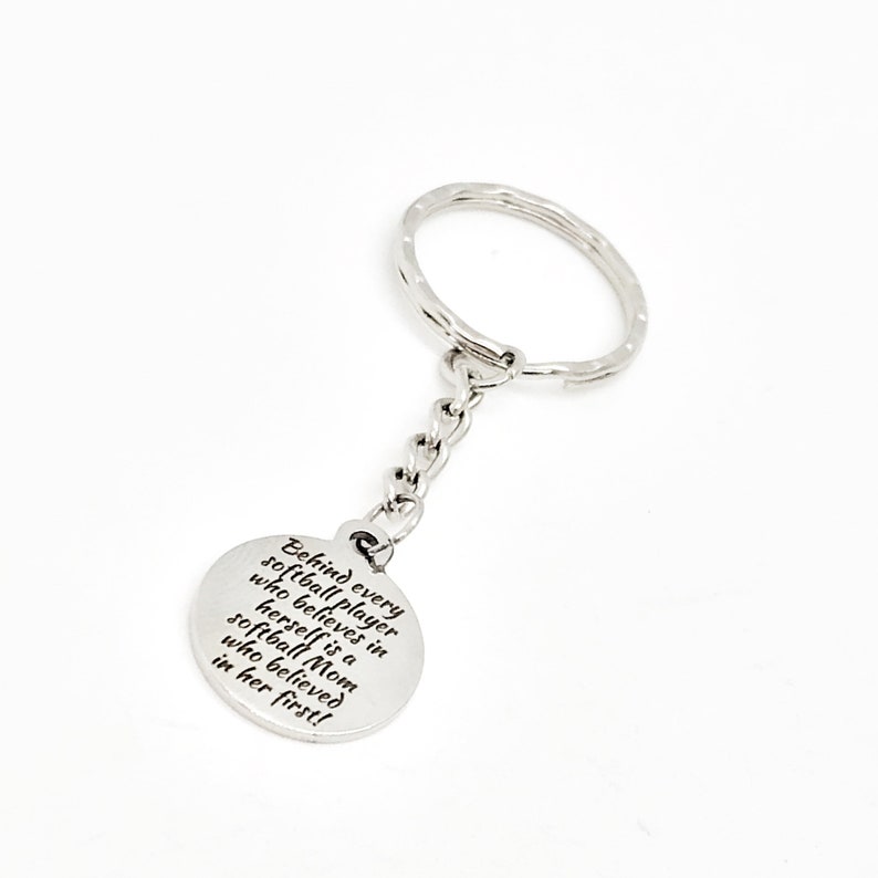 Softball Keychain Softball Mom Gift Behind Every Softball - Etsy