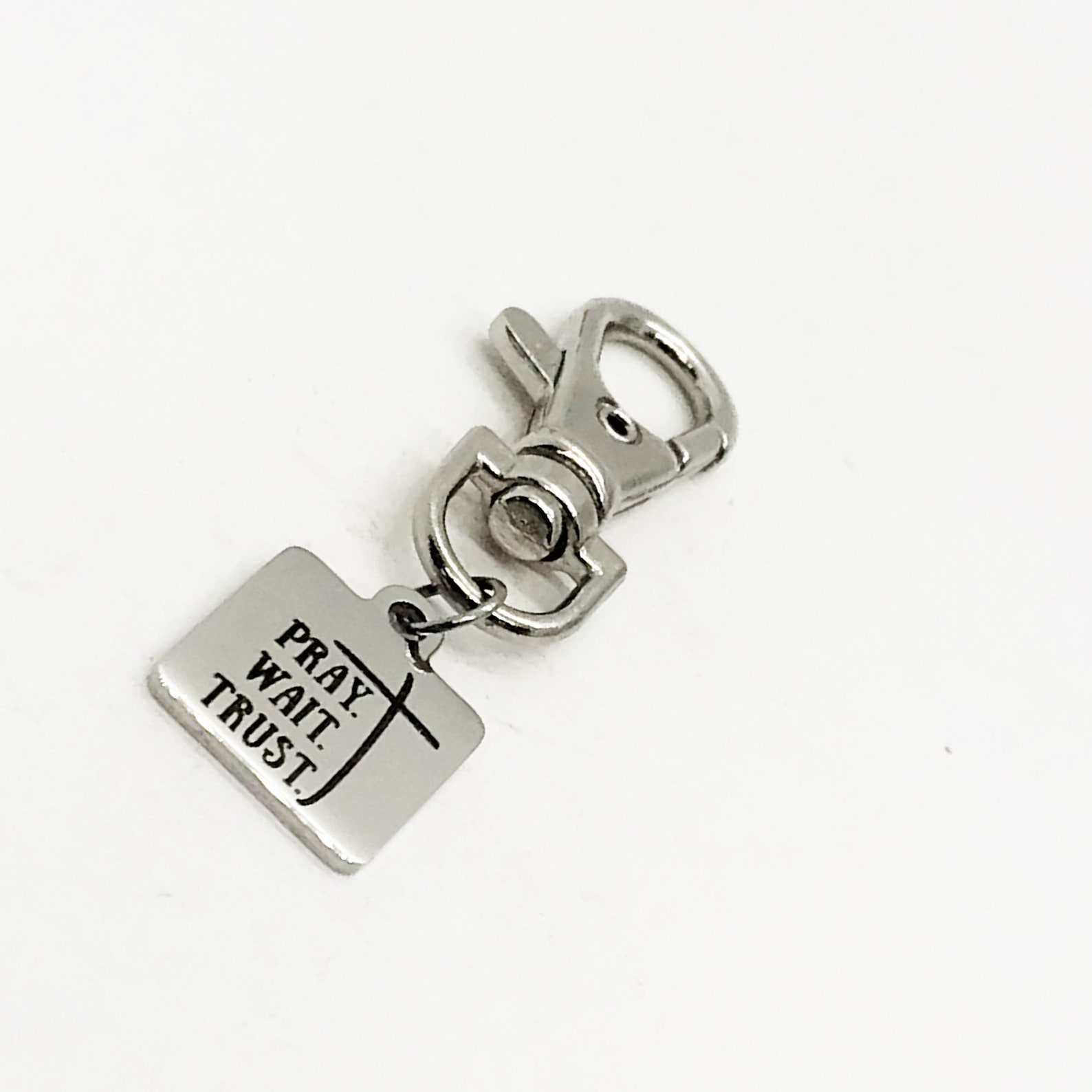 Bag Charm, Pray Wait Trust Charm Gift, Faith Quote Gift, Prayer Quote ...