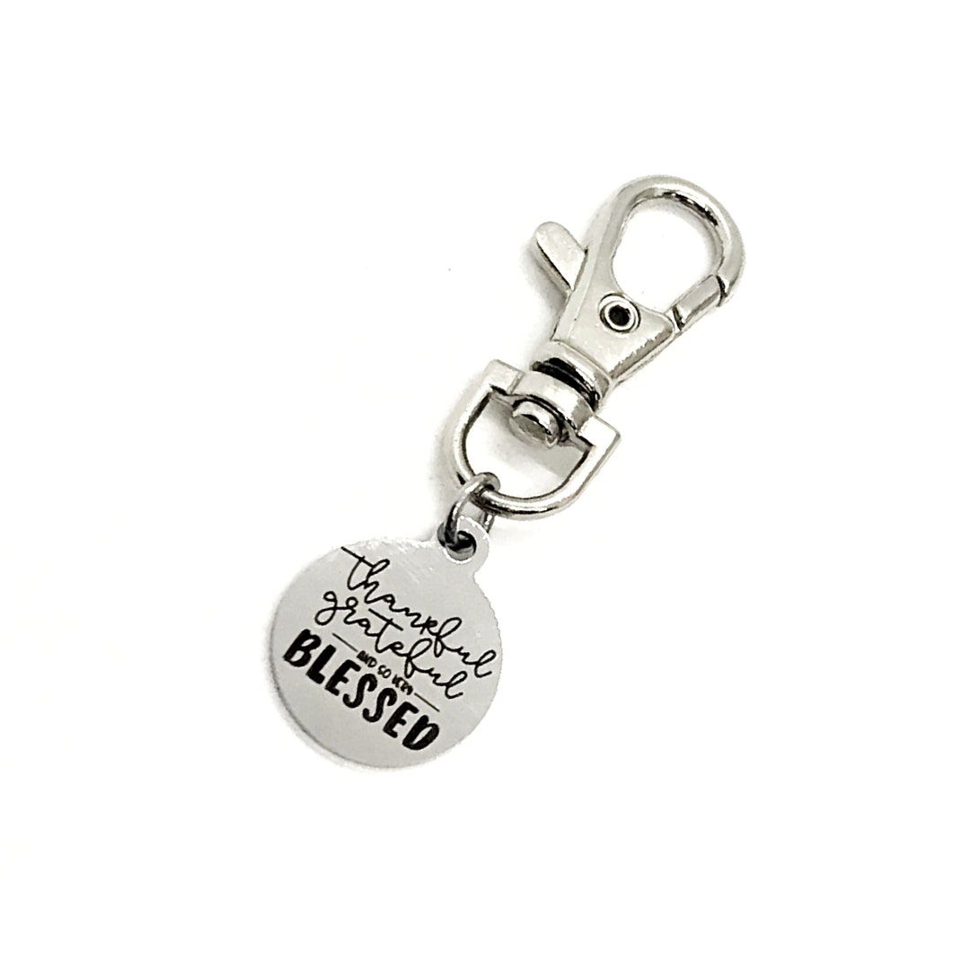 Bag Charm, Thankful Grateful and so Very Blessed Keychain Charm ...
