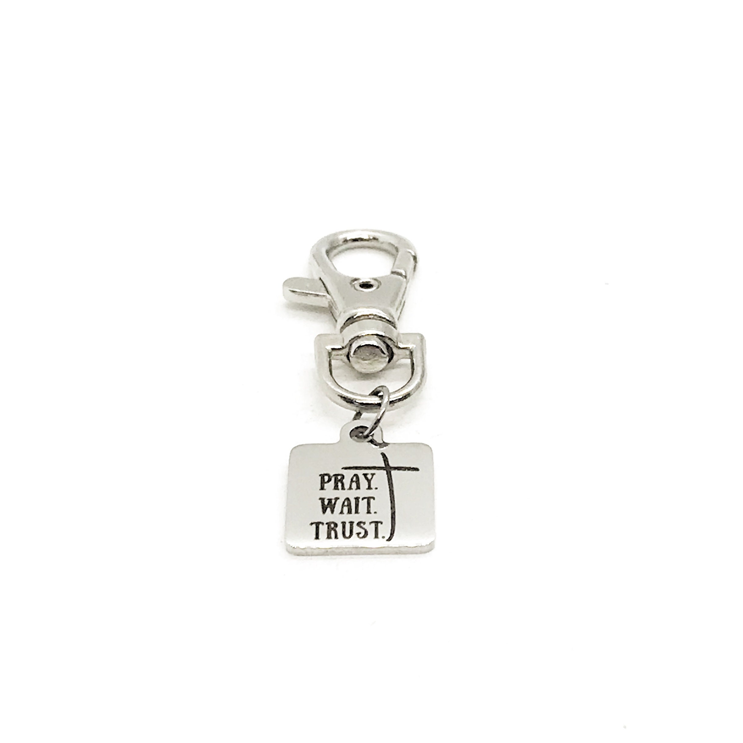 Bag Charm, Pray Wait Trust Charm Gift, Faith Quote Gift, Prayer Quote ...