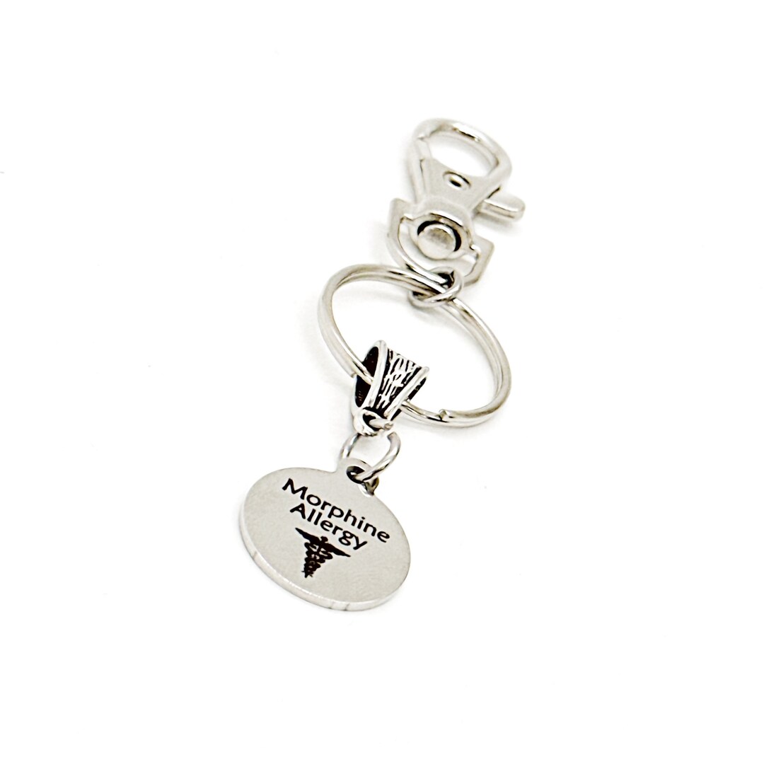 Morphine Allergy Charm Keychain, Clip on Charm Keychain, Medication ...