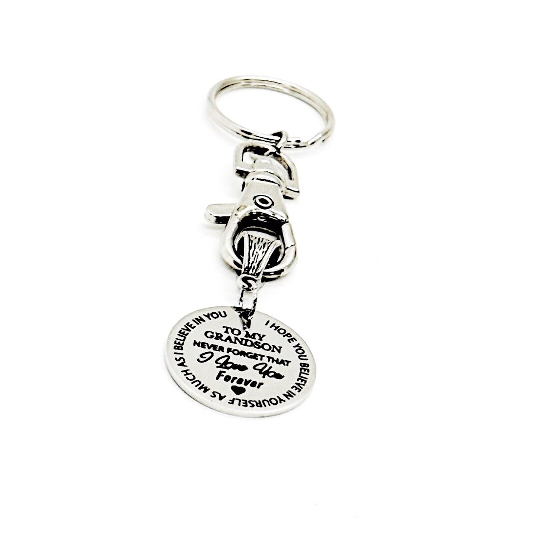 To My Grandson Charm Keychain, Grandson I Love You, Believe in Yourself ...