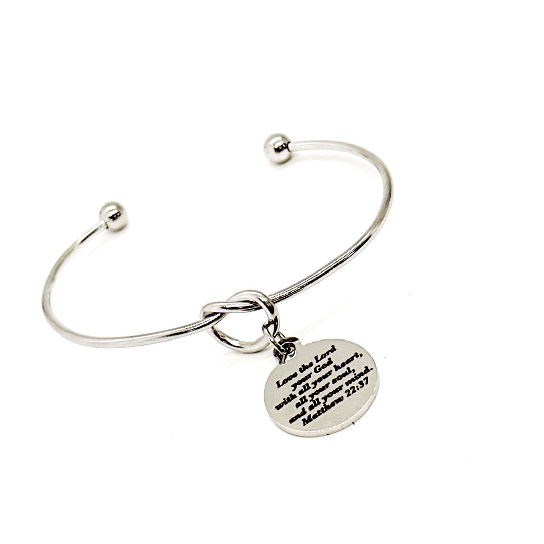 Love the Lord Your God Charm Bracelet, Cuff Bracelet, Matthew 22 37 ...