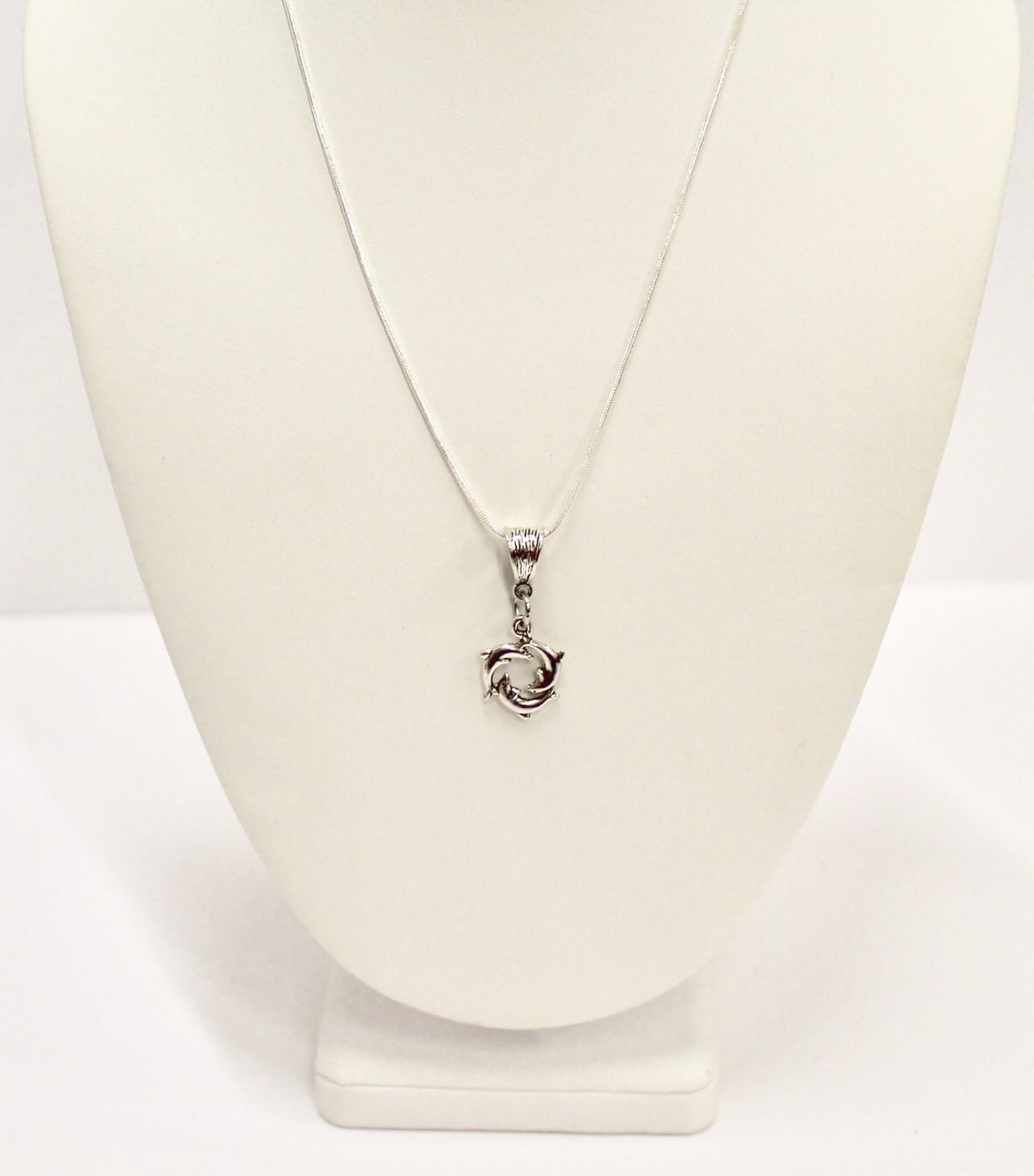 Dolphin Jewelry Three Dolphin Circle Pendant on Silver Chain - Etsy