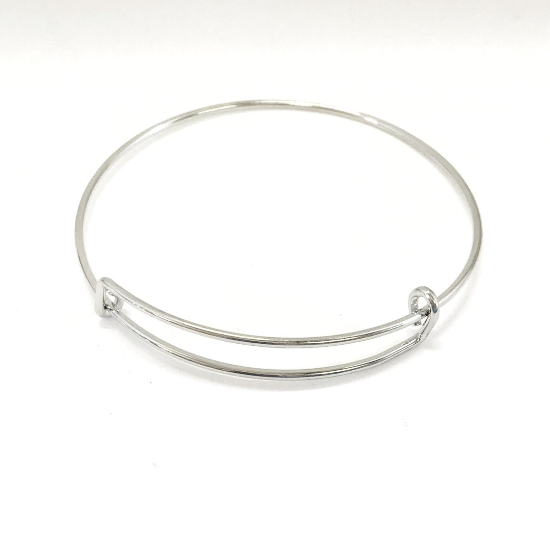 Expanding Bangle Charm Bracelet, Silvertone Charm Bracelet, Expanding ...