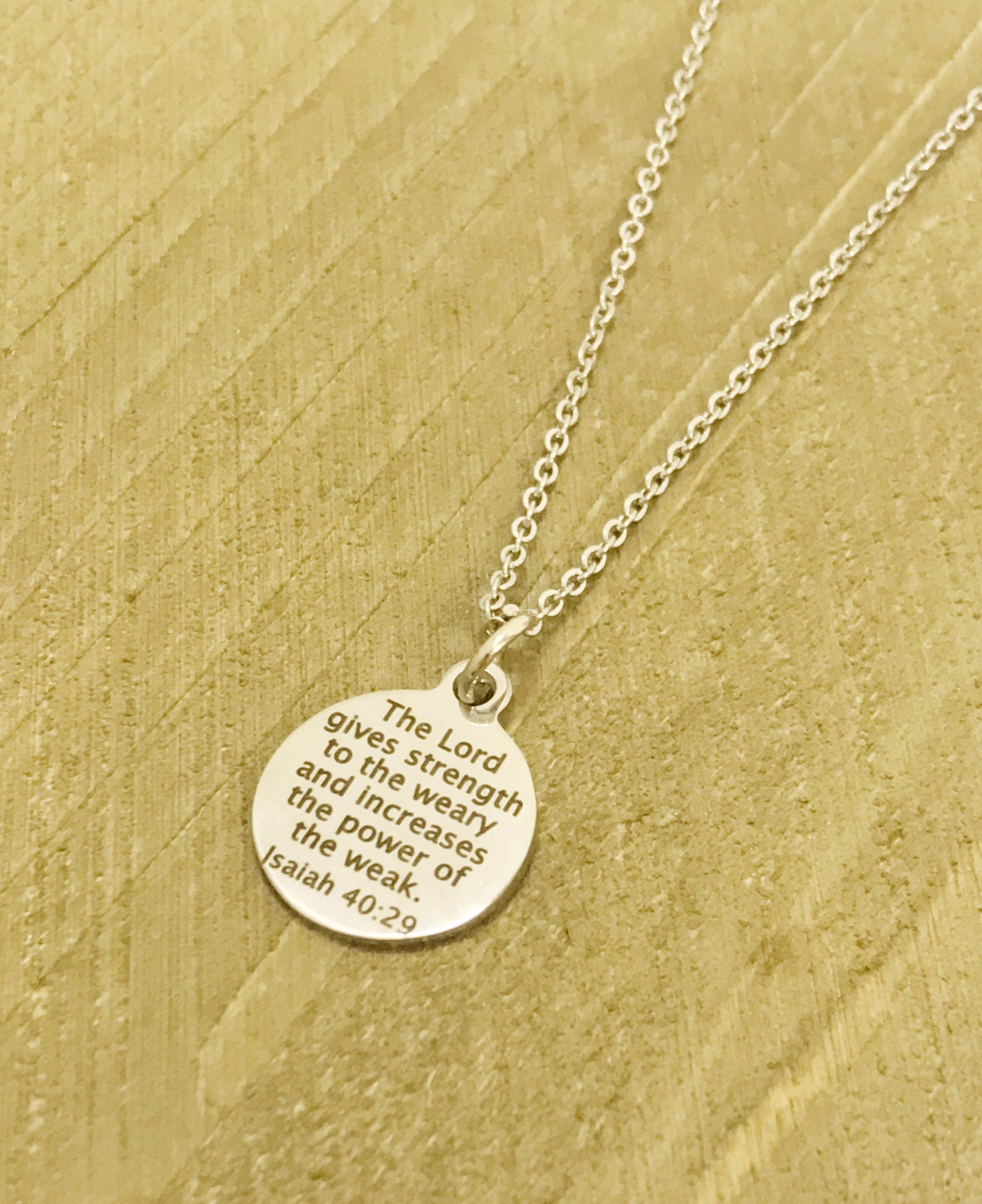 Scripture Jewelry, The Lord Gives Strength Necklace, Isaiah 40 29 Bible ...