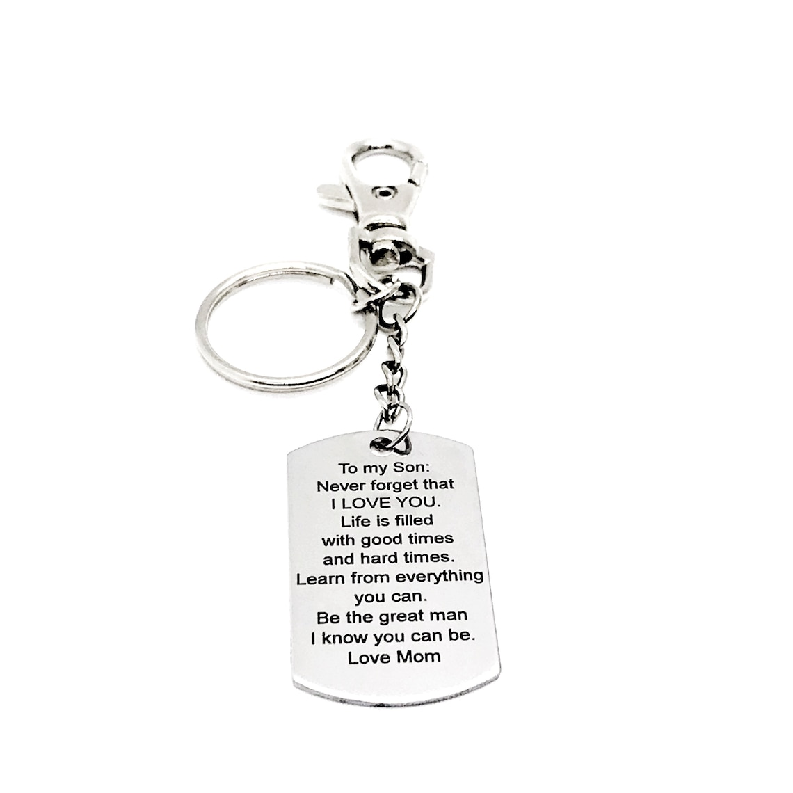 Son Gift, to My Son, Love Mom Keychain, Son Keychain Gift, Be A Great ...