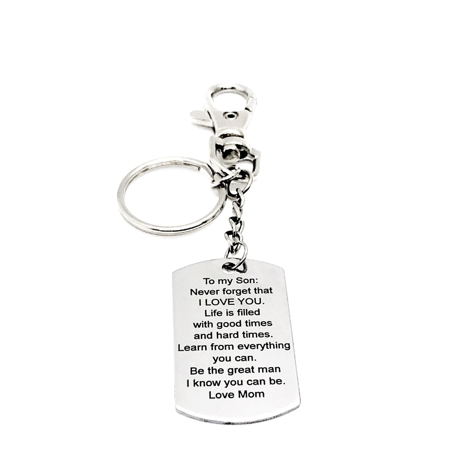 Son Gift, to My Son, Love Mom Keychain, Son Keychain Gift, Be A Great ...
