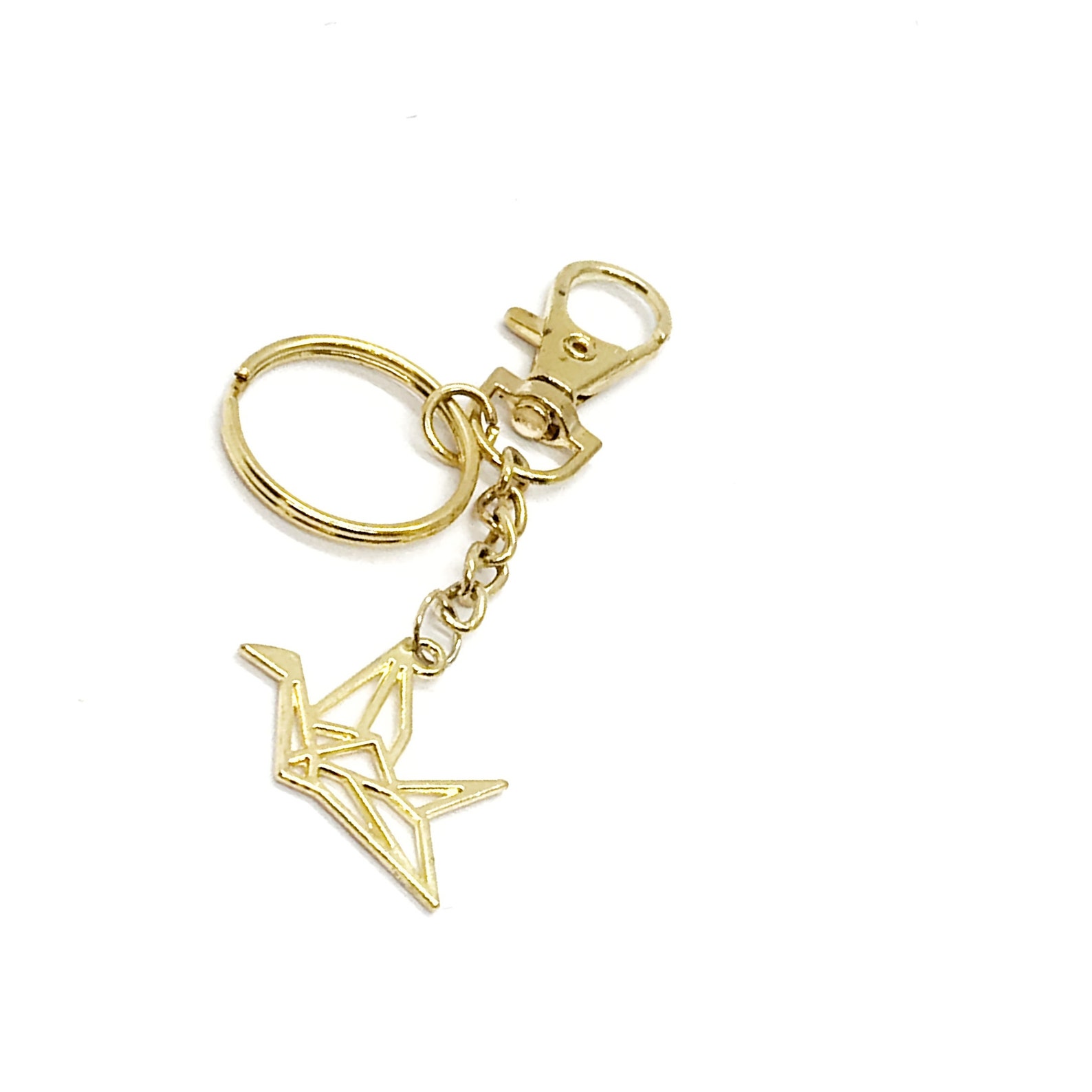 Origami Keychain Goldtone Oragami Crane Keychain Gift - Etsy