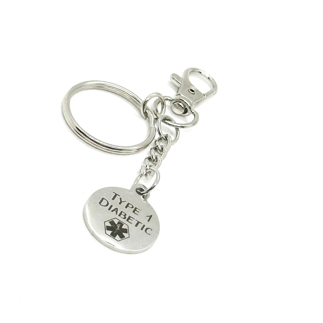 Type 1 Diabetic Condition Awareness Key Chain, Diabetic Keychain ...