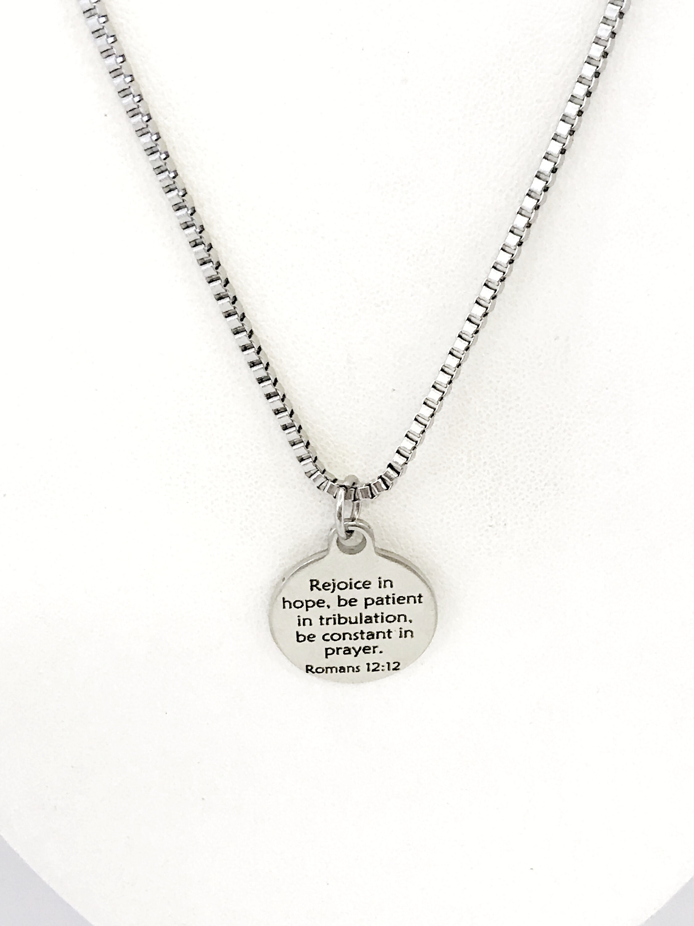 Bible Verse Jewelry, Rejoice In Hope, Romans 12 12 Bible Verse Necklace ...