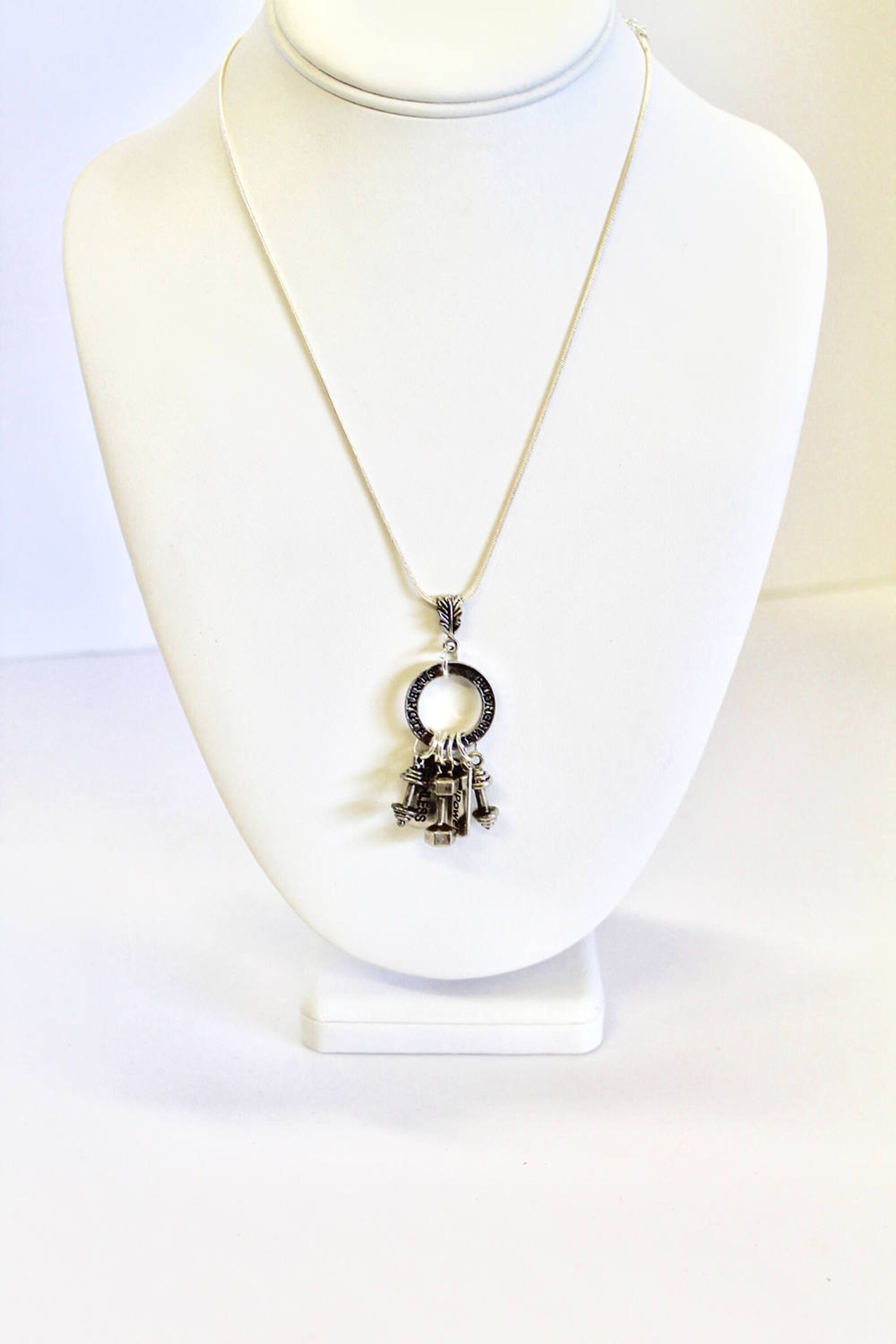 Strong Woman Weightlifting Charm Necklace, Exercise Jewelry, Strength ...