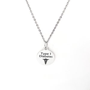 Type 1 Diabetes Necklace, Type 1 Diabetes Medical ID Charm, Medical ...