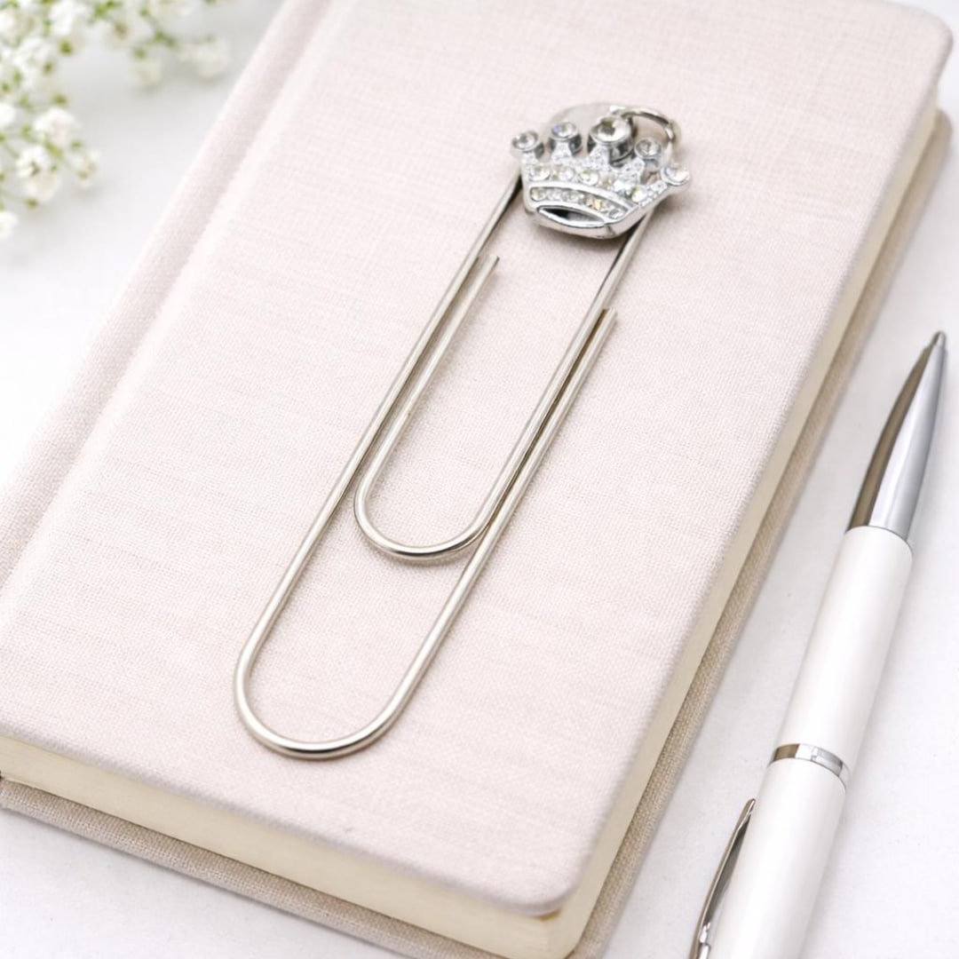 Rhinestone Crown Paperclip Bookmark - Etsy