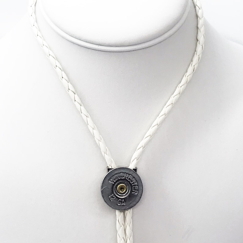 12 Gauge Shotgun Shell Bolo Tie Cream Cord Bola Tie Gift for | Etsy