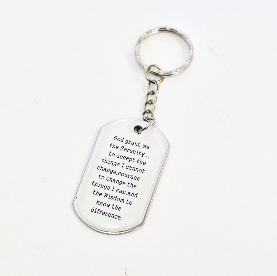 Serenity Prayer Keychain, Serenity Prayer Dogtag, Gift for Him, Gift ...
