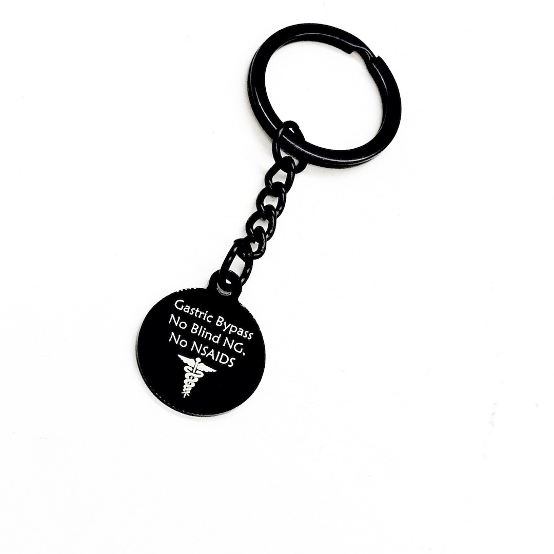 Gastric Bypass Black Charm Keychain, Gastric Bypass Medical ID, No ...