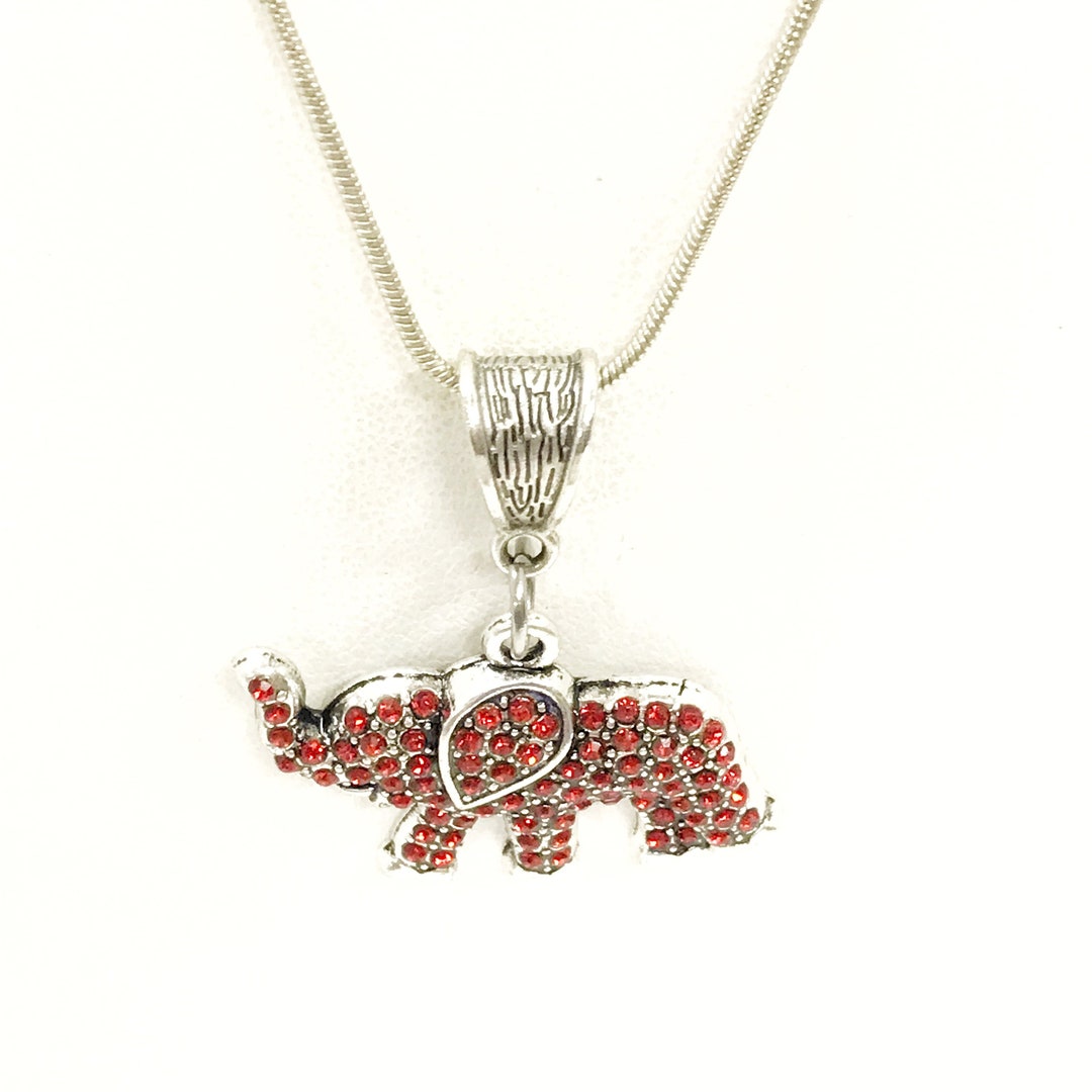 Red Elephant Jewelry, Red Elephant Necklace, Good Luck Jewelry, Crystal ...
