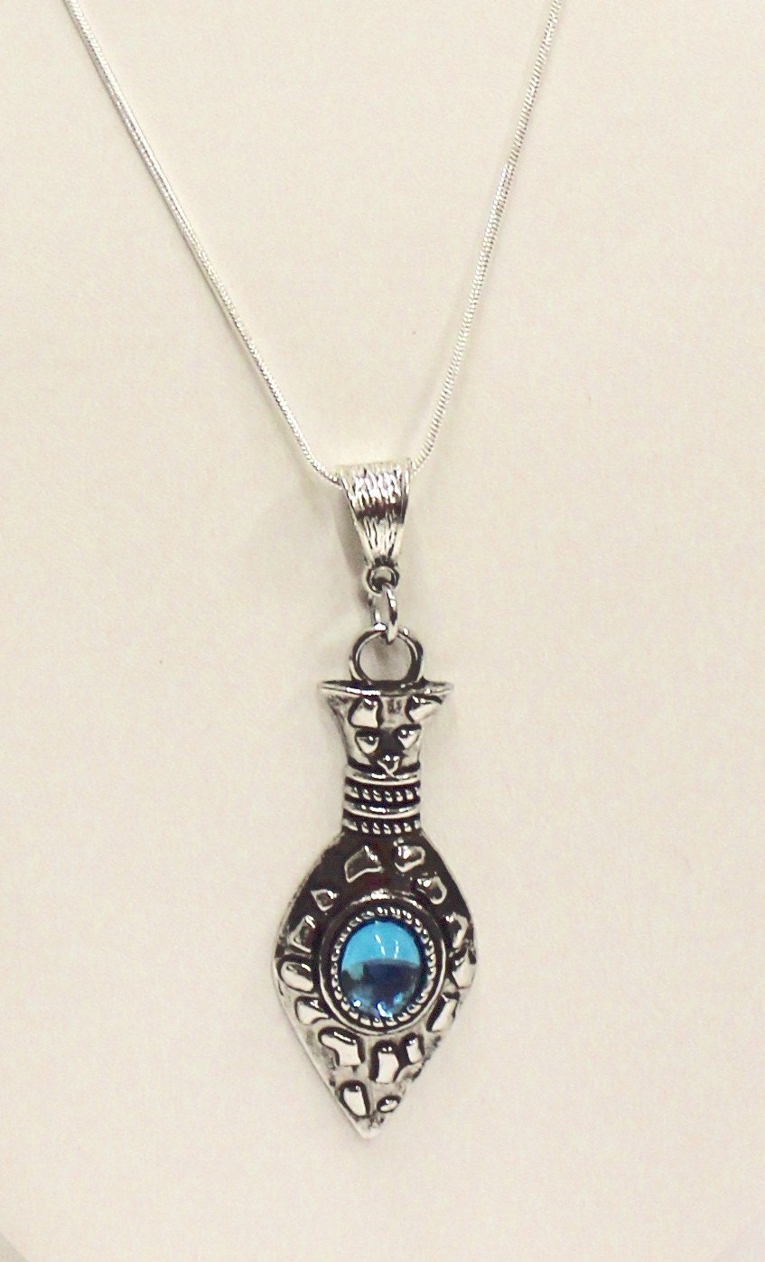Blue Stone Amulet Pendant on Sterling Silver Chain, Gift For Her ...