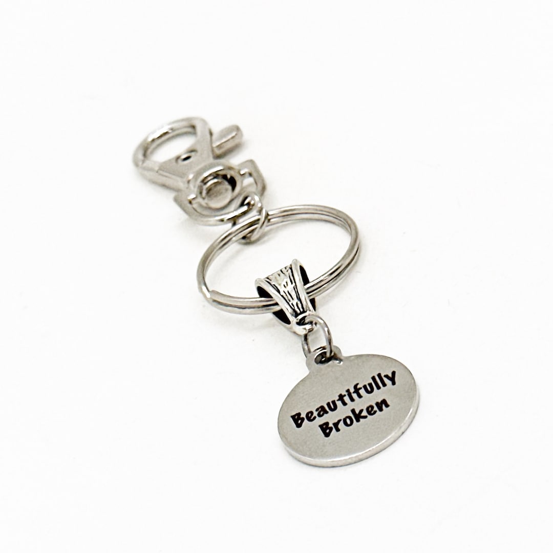 Beautifully Broken Charm Clip on Keychain, Recovery Gift, Recovering ...
