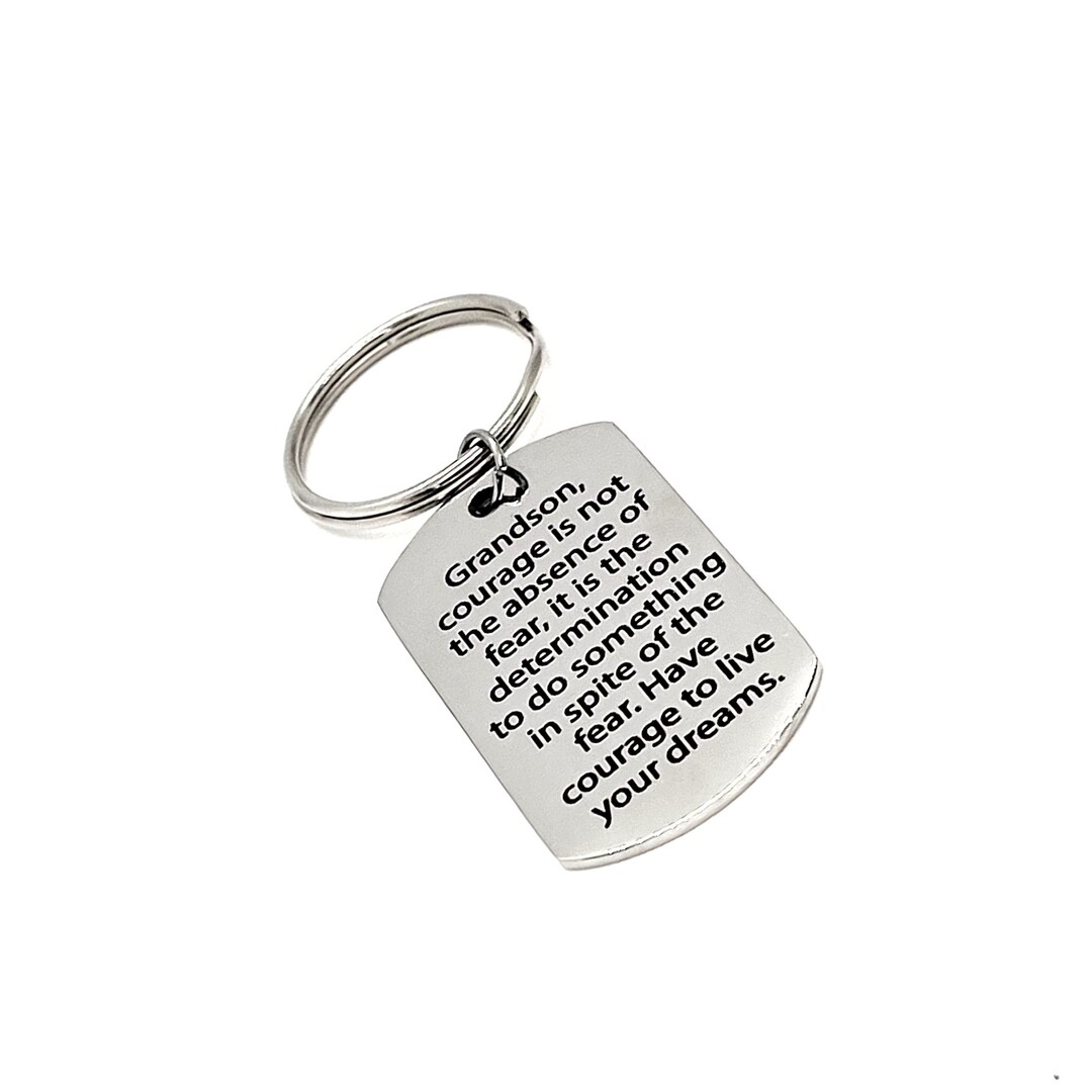 Grandson Gift, Grandson Keychain, Grandson Courage Gift, Encouraging ...