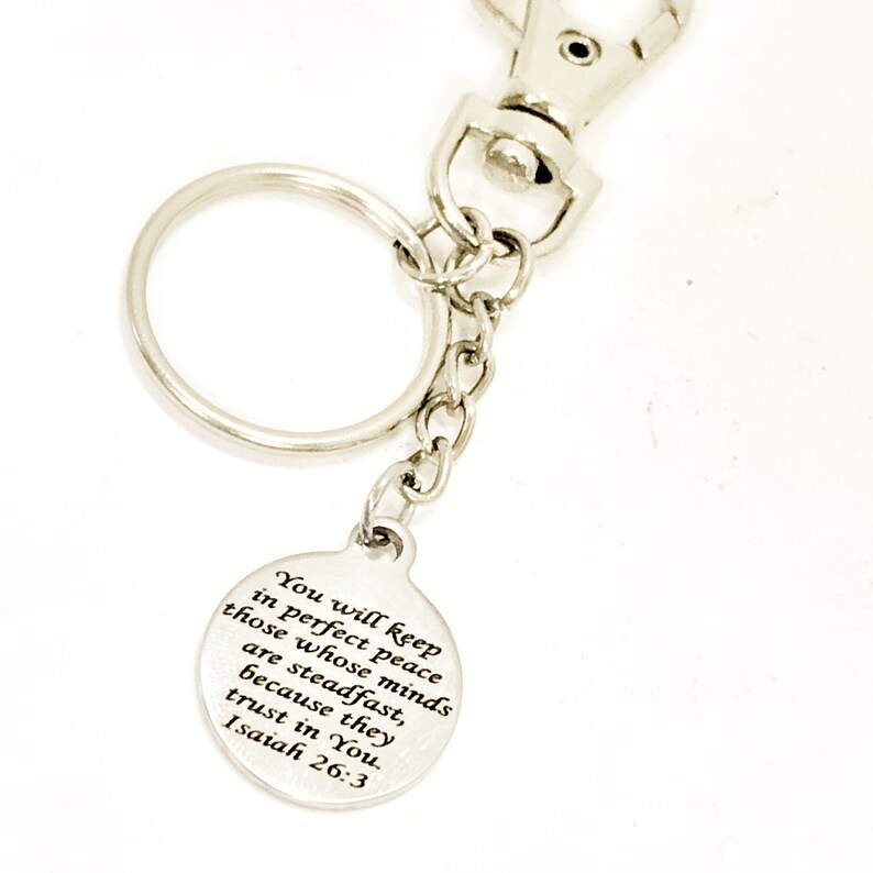 Faith Keychain, Perfect Peace Keychain, Isaiah 26 3 Keychain, Faith ...