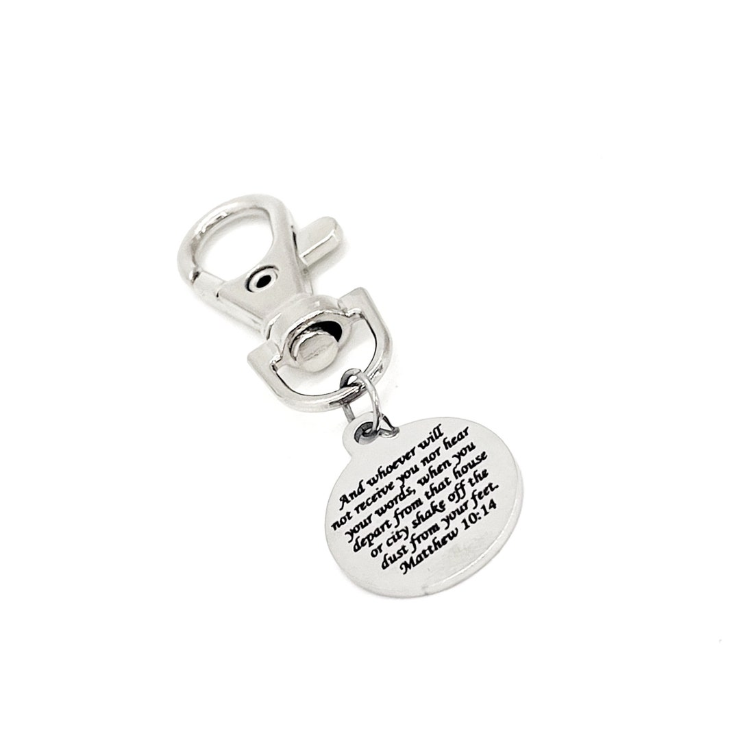 Faith Gift, Shake off the Dust From Your Feet Clip on Charm, Matthew 10 ...