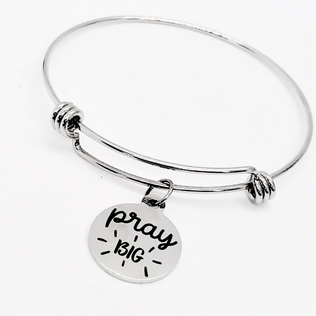 Faith Gift, Pray Big Charm, Charm Bangle, Charm Bracelet, Faith Jewelry ...